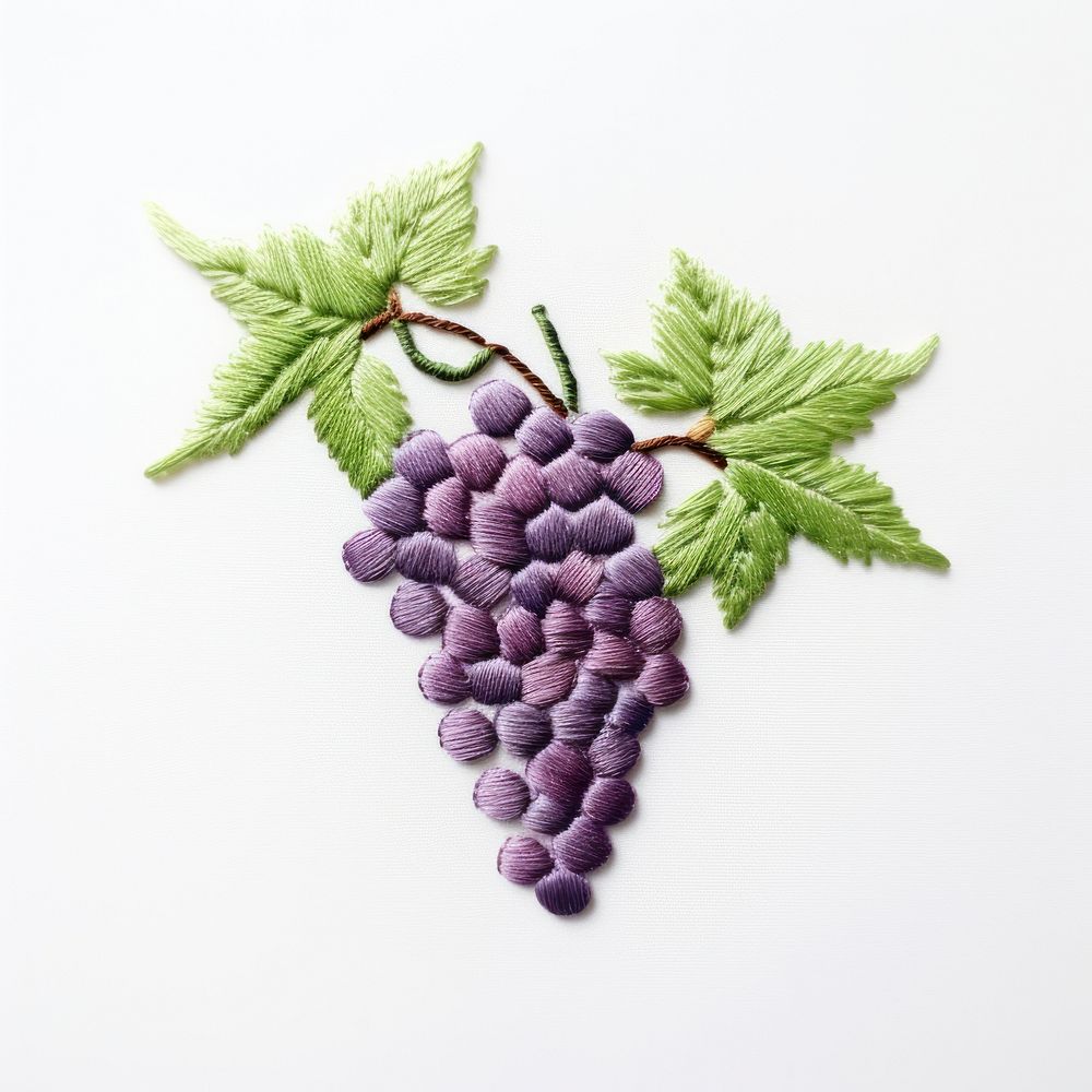 Grapes embroidery style fruit berry | Free Photo - rawpixel