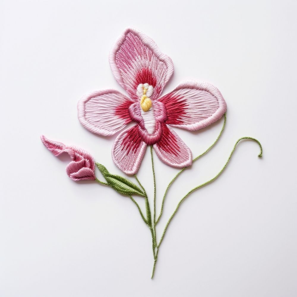 Orchid embroidery style flower plant | Premium Photo - rawpixel