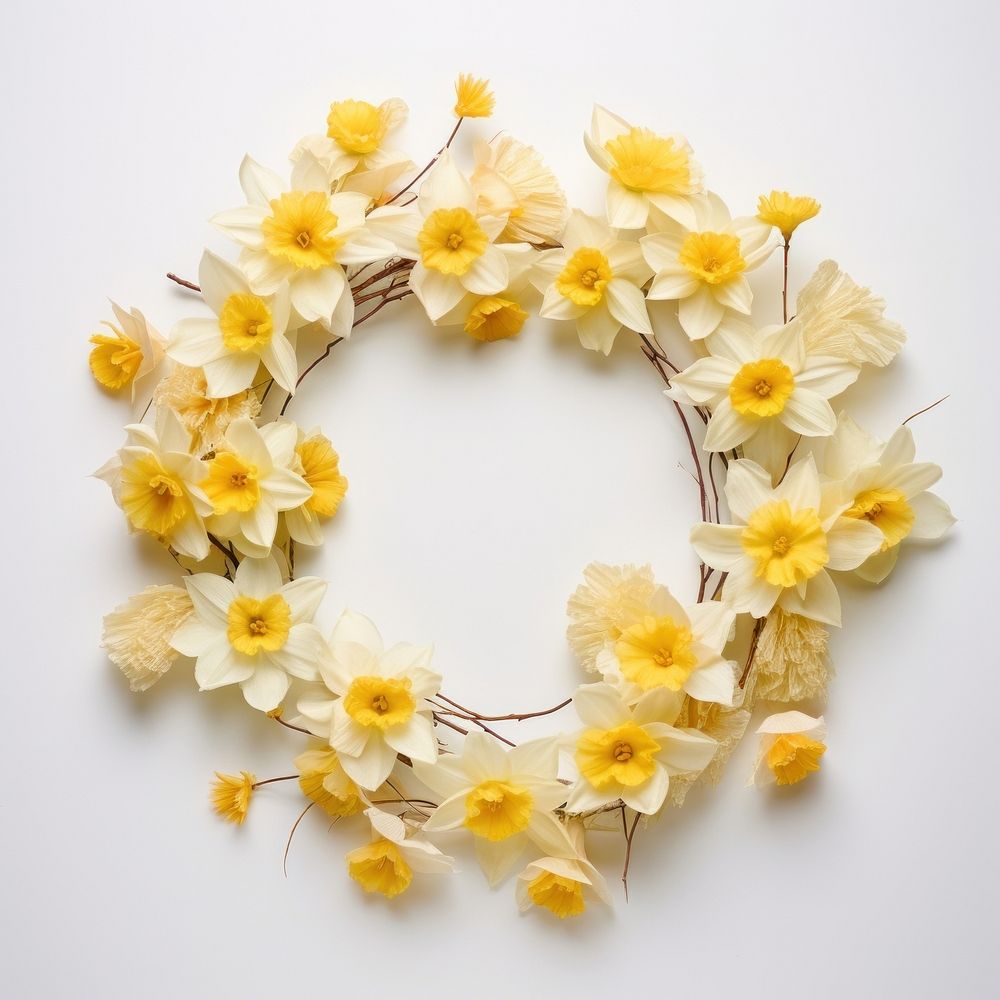 Real pressed daffodil flowers wreath | Premium Photo - rawpixel