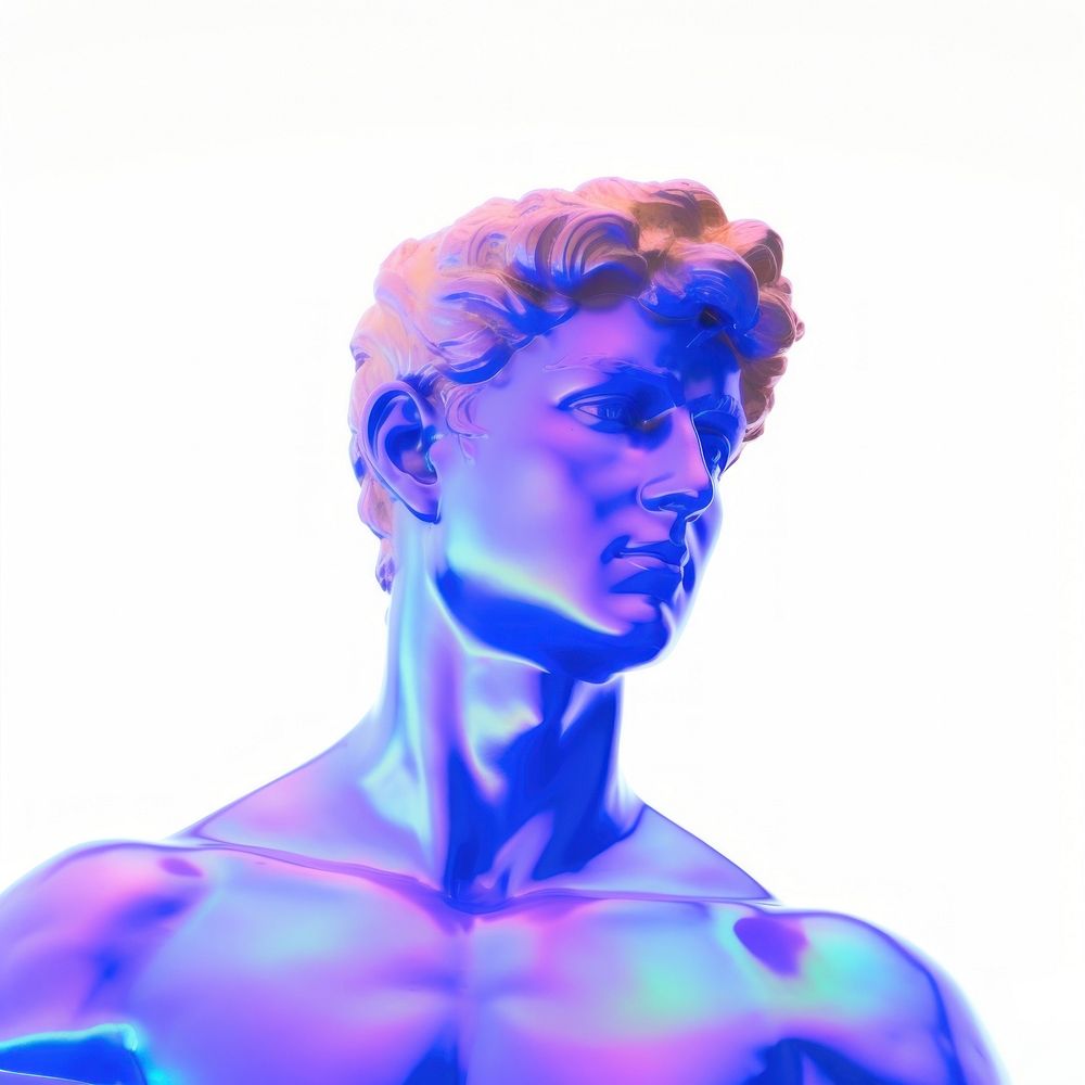holography David sculpture portrait purple | Premium Photo Illustration ...
