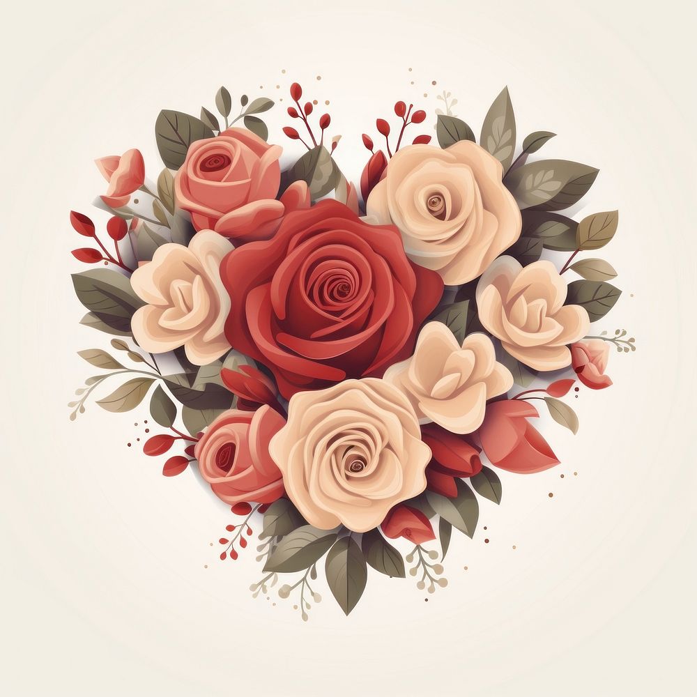 roses decorated heart shape pattern | Free Photo Illustration - rawpixel