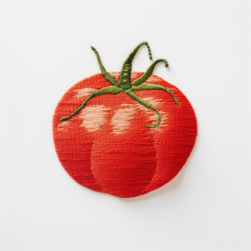 tomato embroidery style vegetable textile | Premium Photo - rawpixel