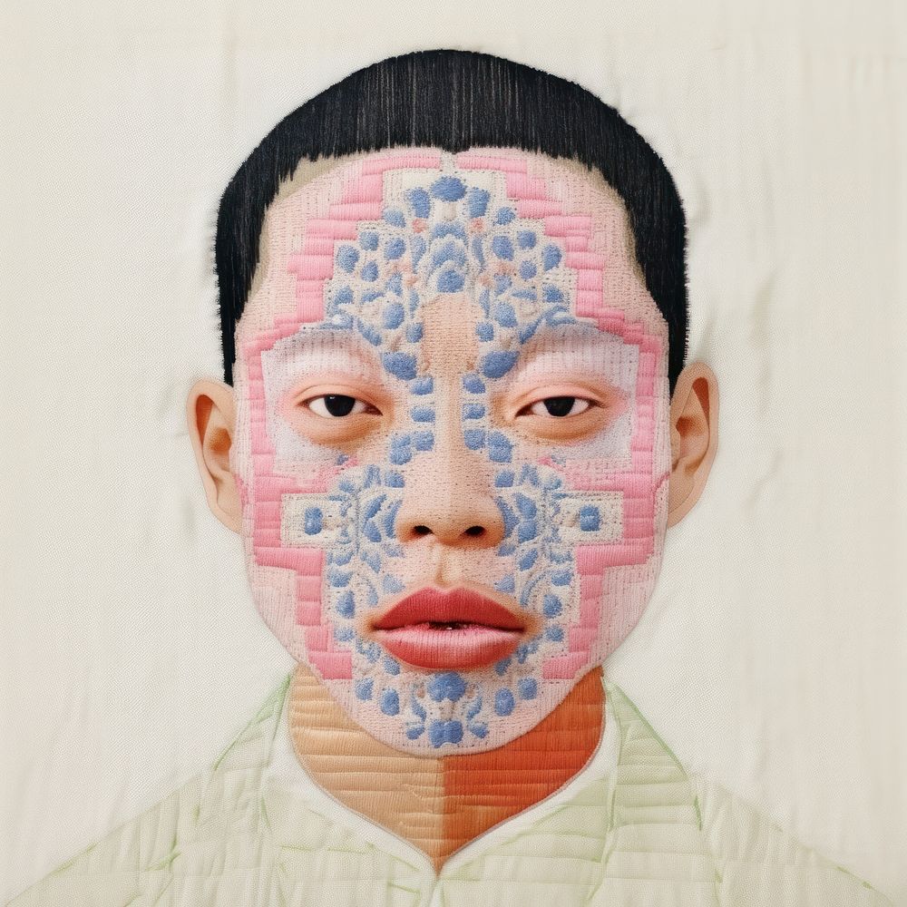 Asian man head embroidery style | Premium Photo - rawpixel
