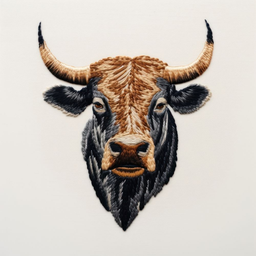 Bull embroidery style livestock buffalo | Premium Photo - rawpixel