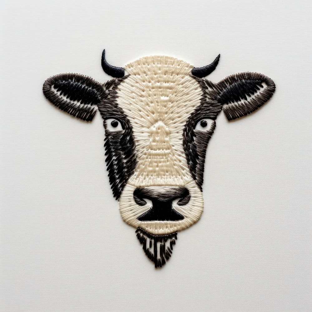 Cow embroidery style livestock textile | Premium Photo - rawpixel
