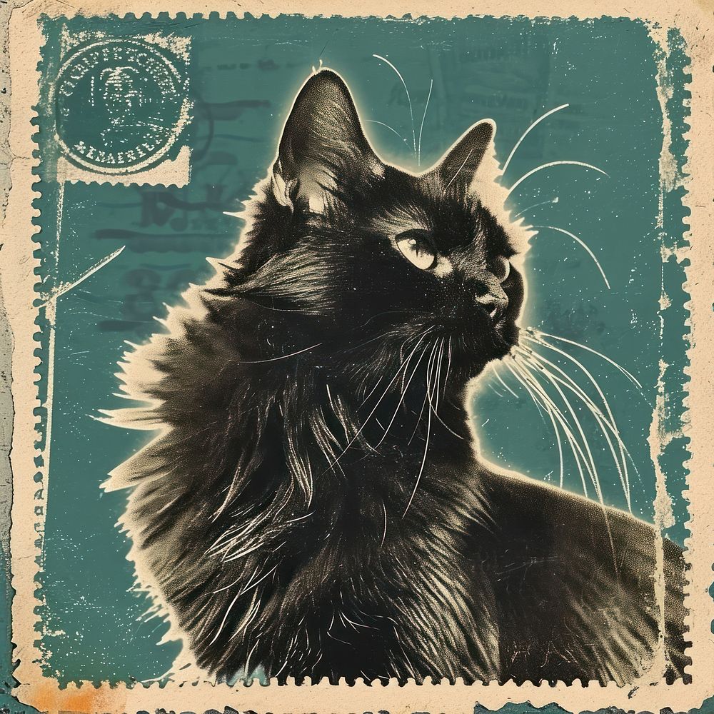 Vintage postage stamp cat mammal | Premium Photo Illustration - rawpixel
