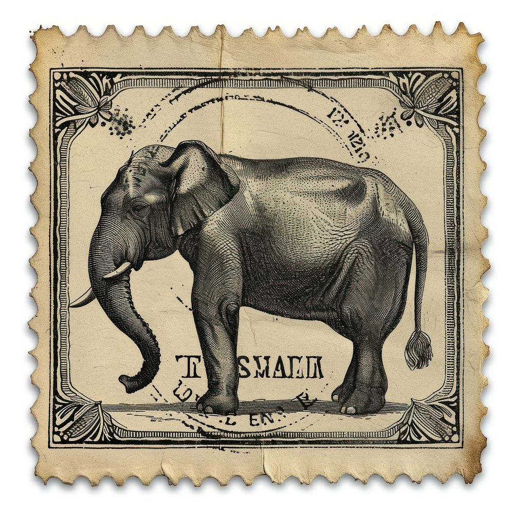 Vintage postage stamp elephant wildlife | Premium Photo Illustration ...