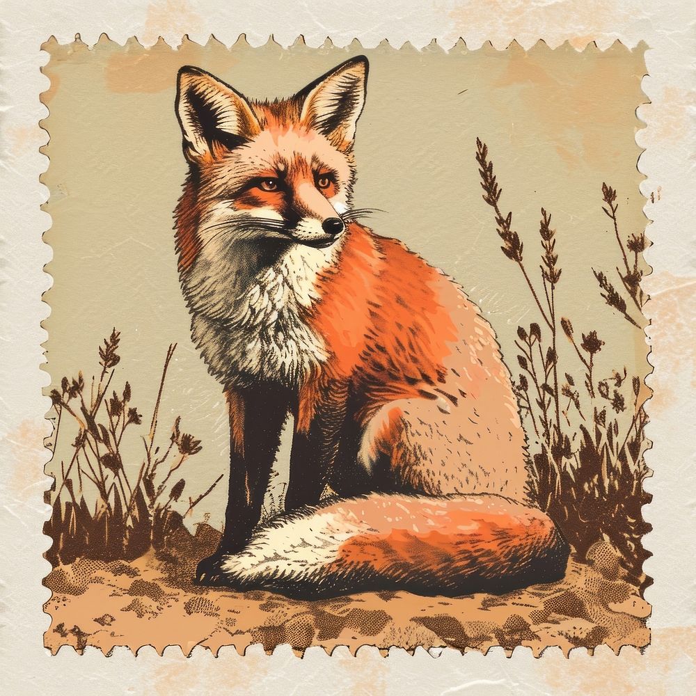 Vintage postage stamp fox animal | Premium Photo Illustration - rawpixel