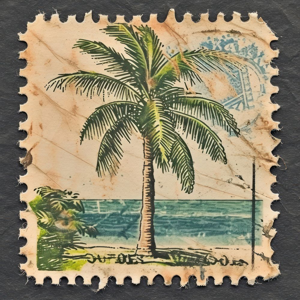 Vintage postage stamp palm tree | Premium Photo Illustration - rawpixel