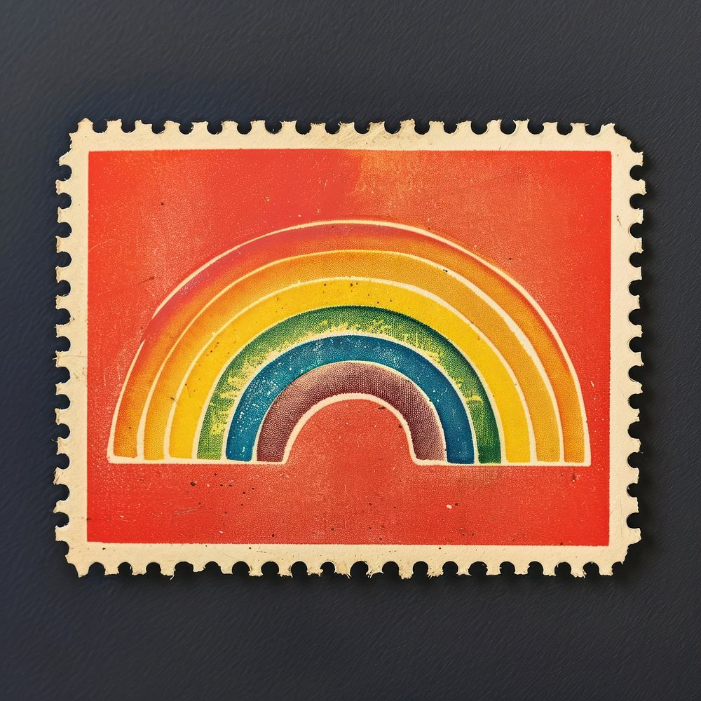 Vintage postage stamp rainbow creativity | Premium Photo Illustration ...