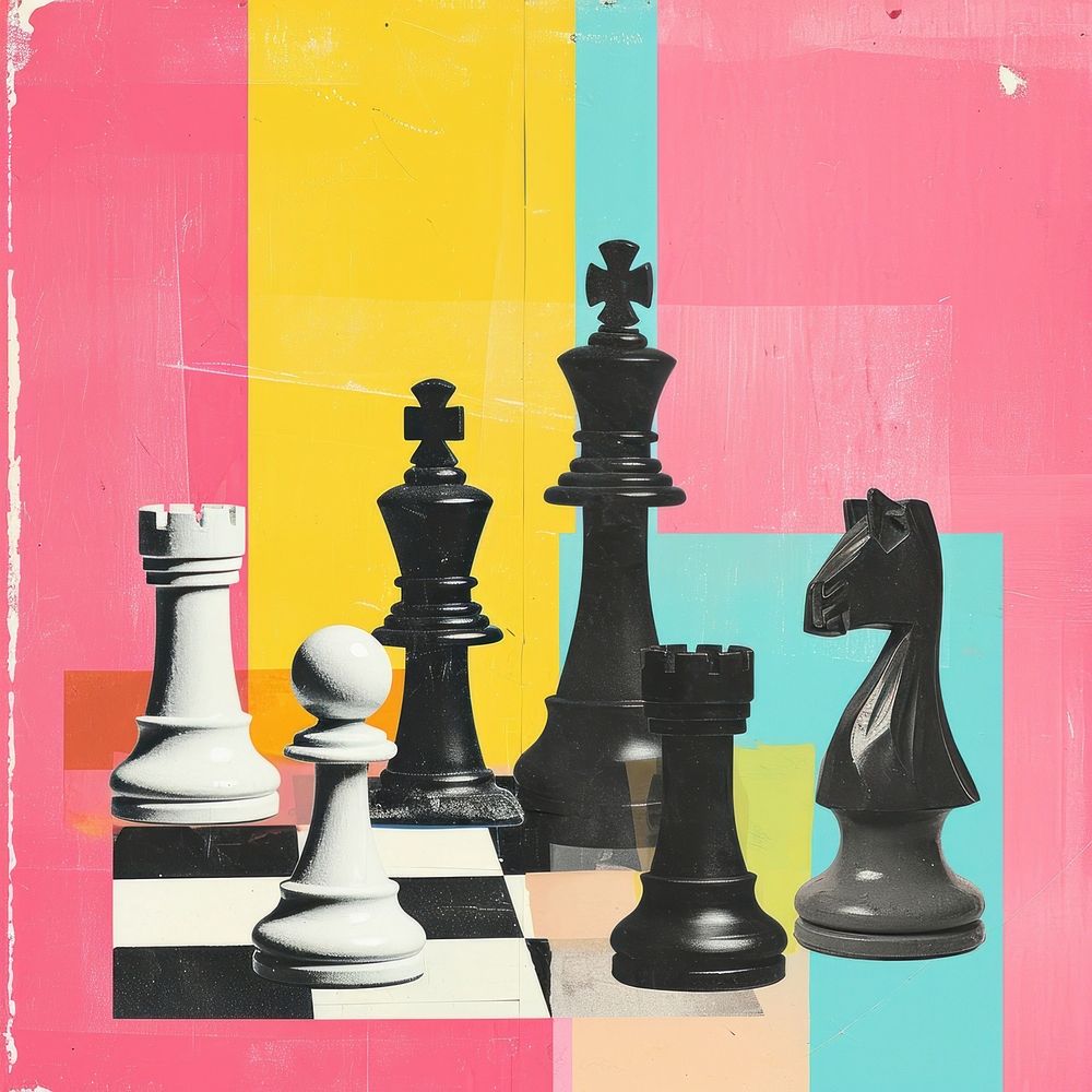 Retro collage chess business game. | Free Photo Illustration - rawpixel