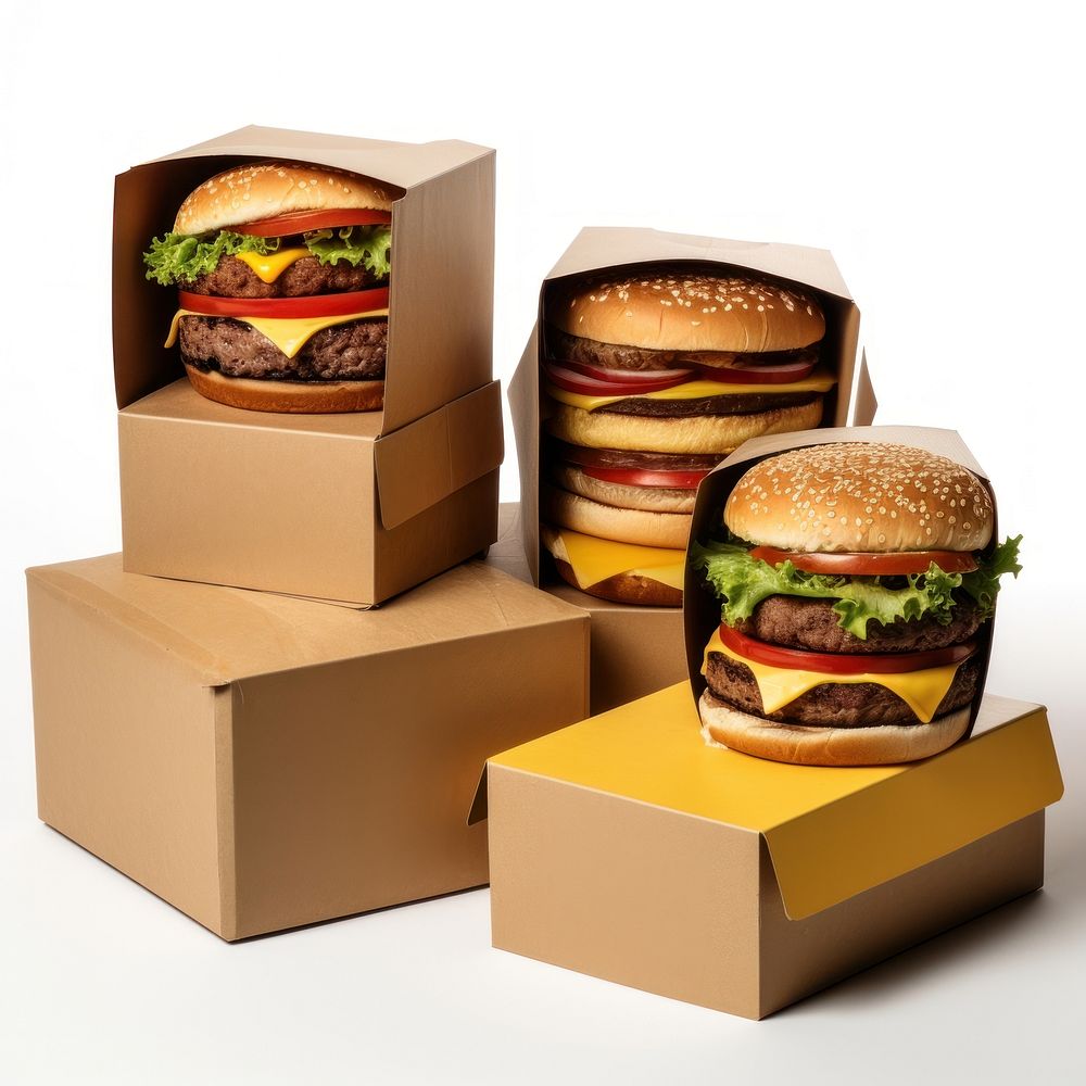Cheeseburger box set cardboard lunch | Free Photo - rawpixel