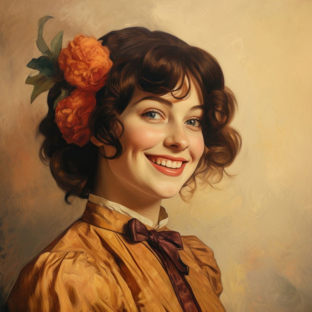 Woman smiling painting portrait adult. | Premium Photo Illustration ...