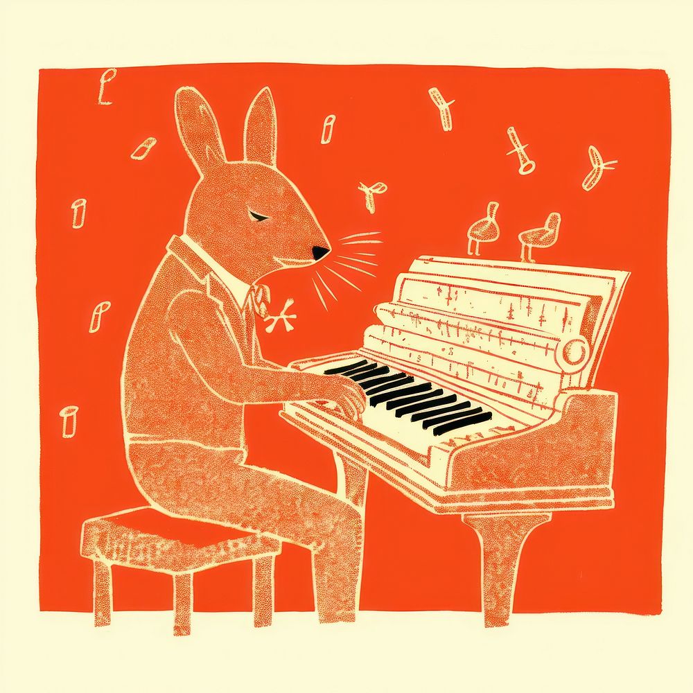 Rabbit playing piano keyboard musician | Premium Photo Illustration ...