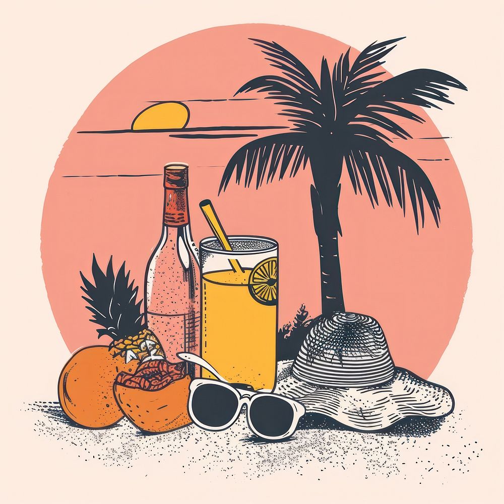 Summer vacation drawing sketch beach | Free Photo Illustration - rawpixel