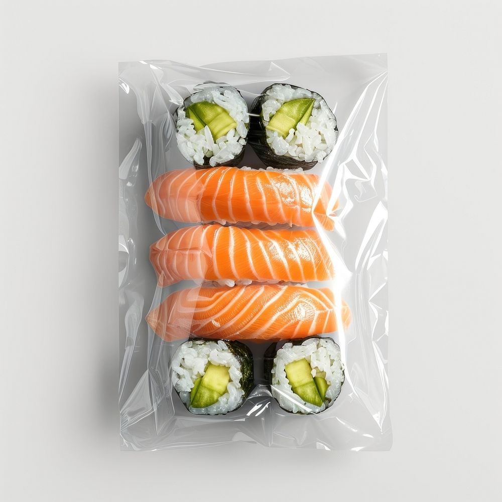Plastic wrapping sushi seafood salmon | Premium Photo - rawpixel