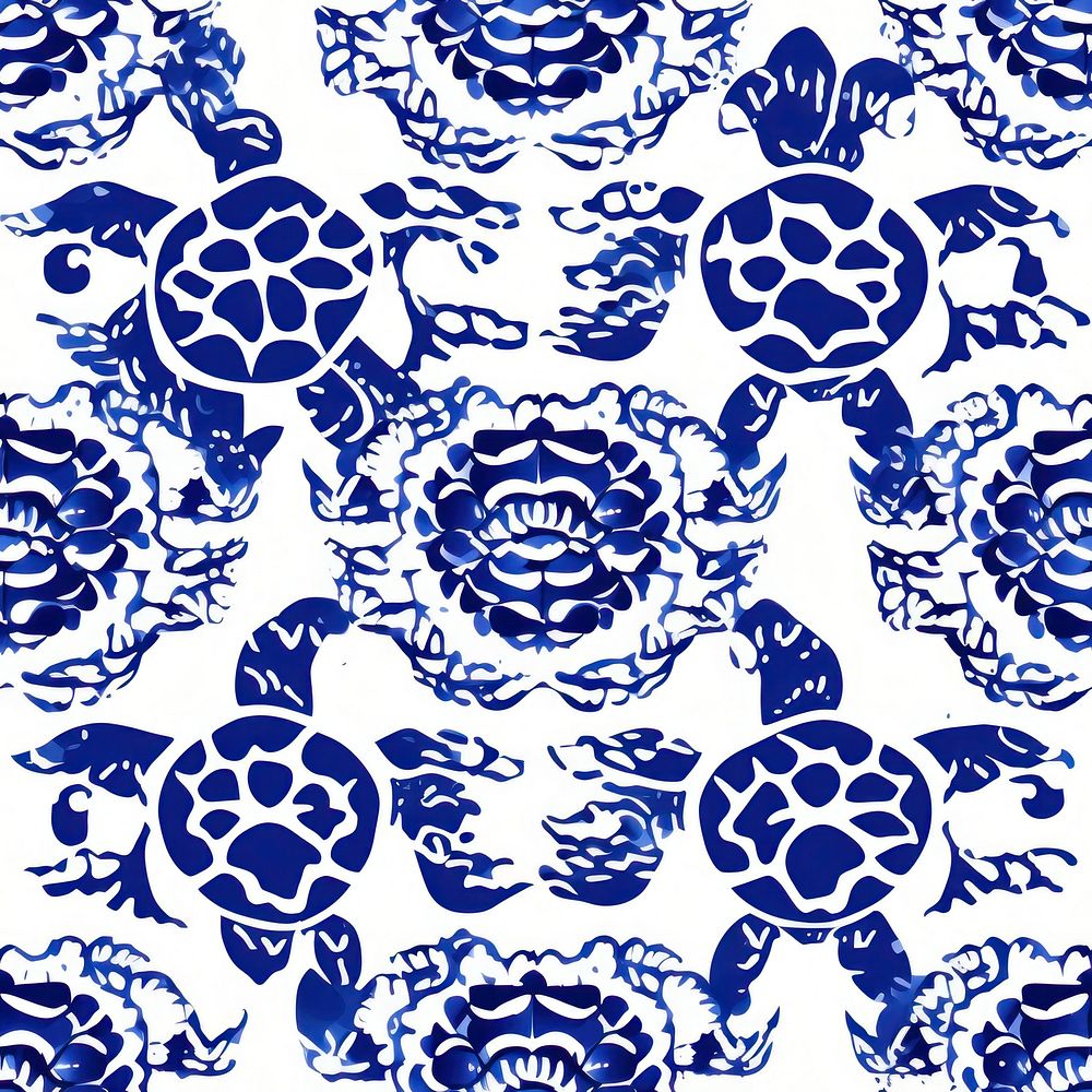 Tile pattern turtle backgrounds blue | Premium Photo Illustration ...