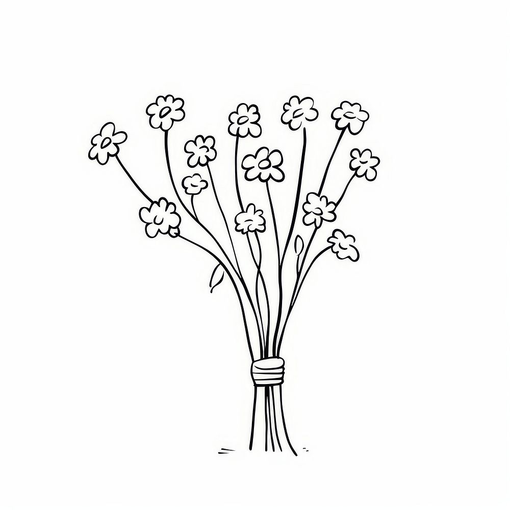 Bunch flowers sketch drawing doodle. | Premium Photo Illustration ...
