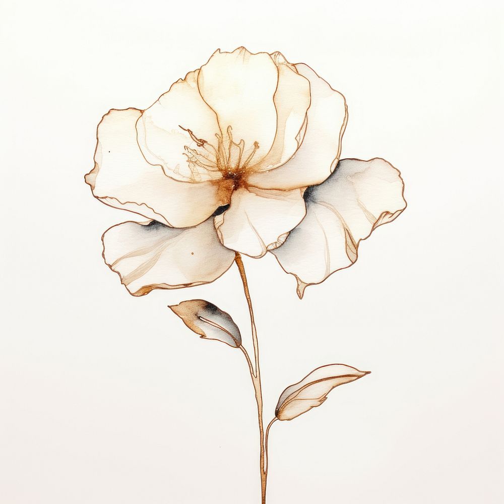 Flower gold outline sketch drawing | Free Photo Illustration - rawpixel