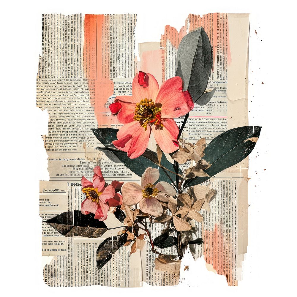 Flower paper collage ephemera painting | Premium Photo Illustration ...