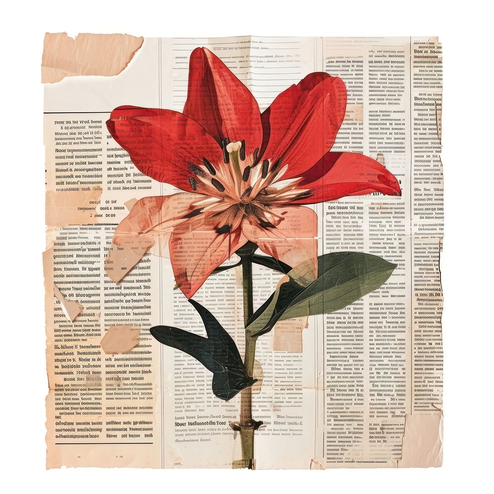 Flower paper collage ephemera petal | Free Photo Illustration - rawpixel