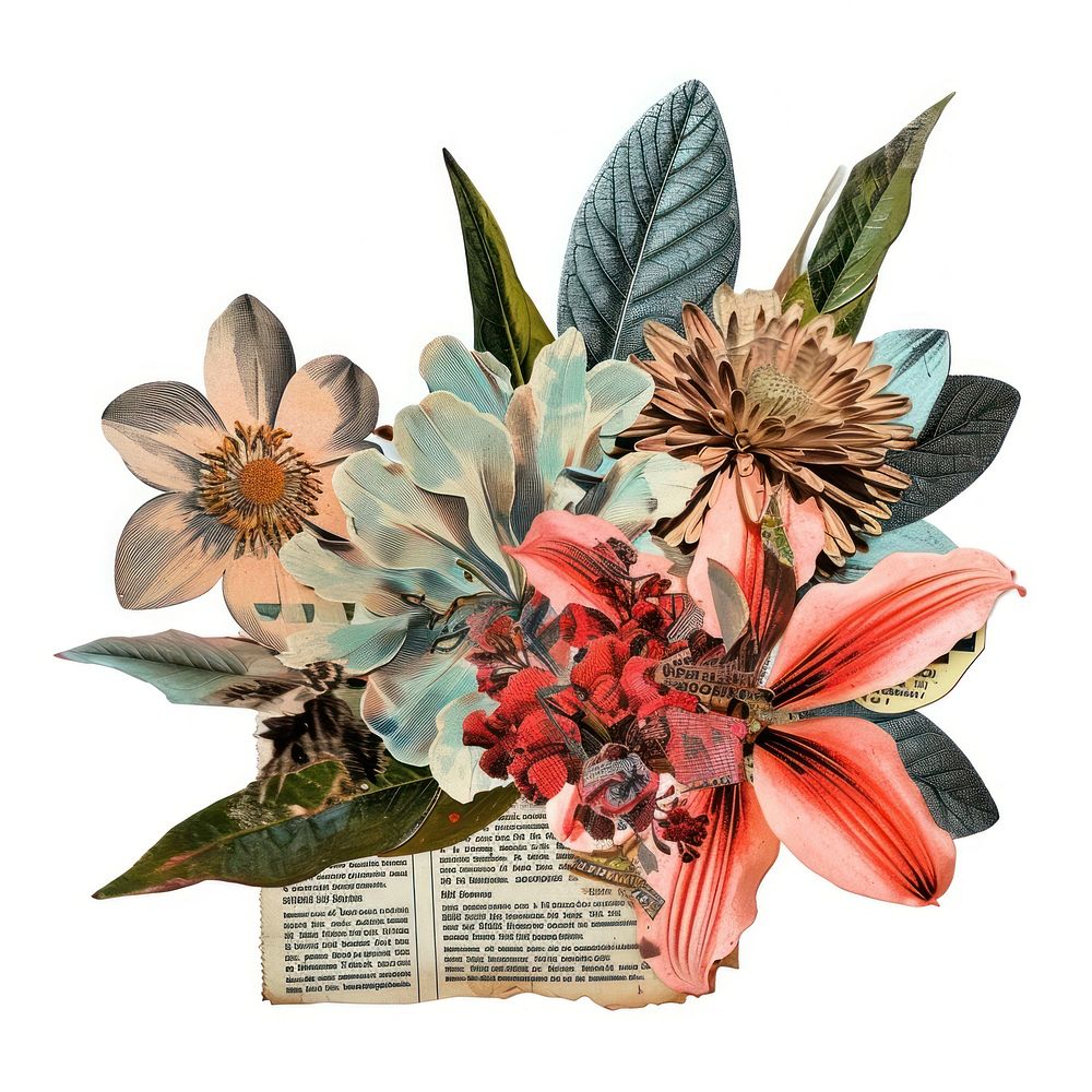 Flower paper collage ephemera plant | Premium Photo Illustration - rawpixel