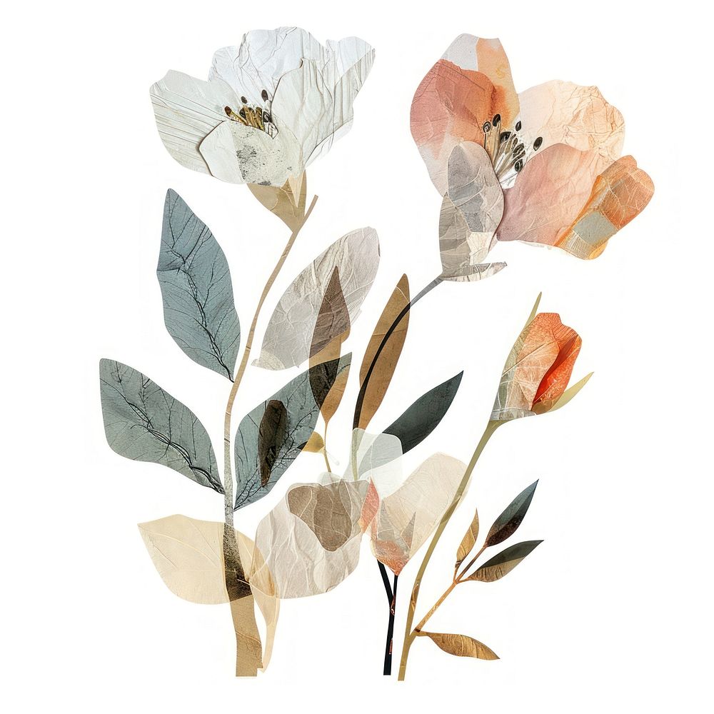 Flower paper collage element plant | Free Photo Illustration - rawpixel