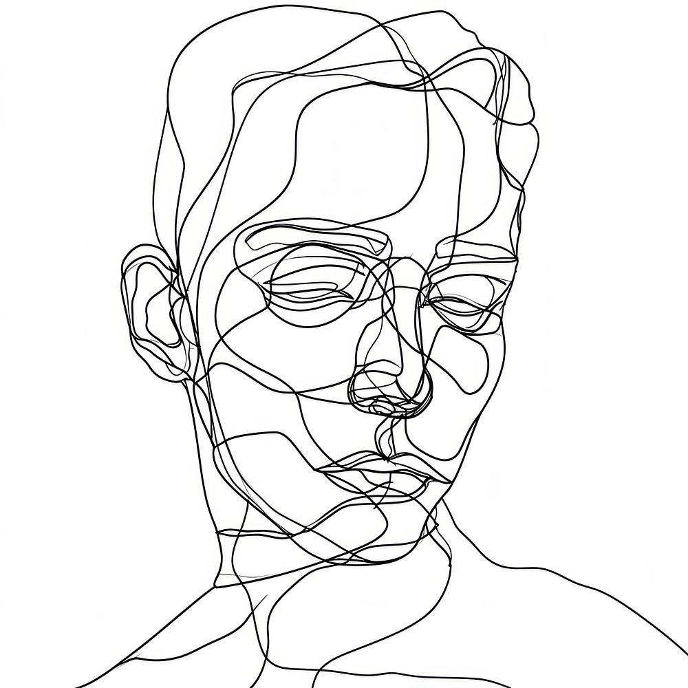 Continuous line drawing man face | Premium Photo Illustration - rawpixel