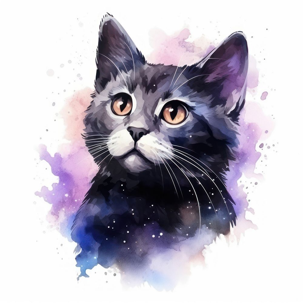 Galaxy element cat Watercolor mammal | Premium Photo Illustration ...