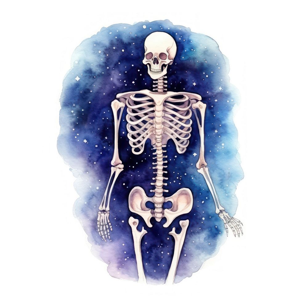 Galaxy element skeleton Watercolor white | Free Photo Illustration ...