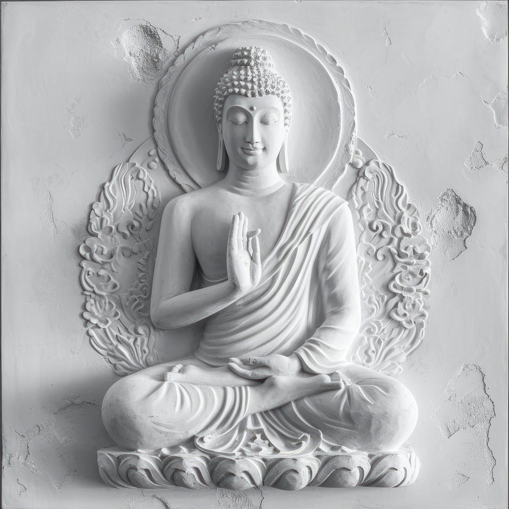 Bas-relief buddha sculpture white art | Free Photo - rawpixel