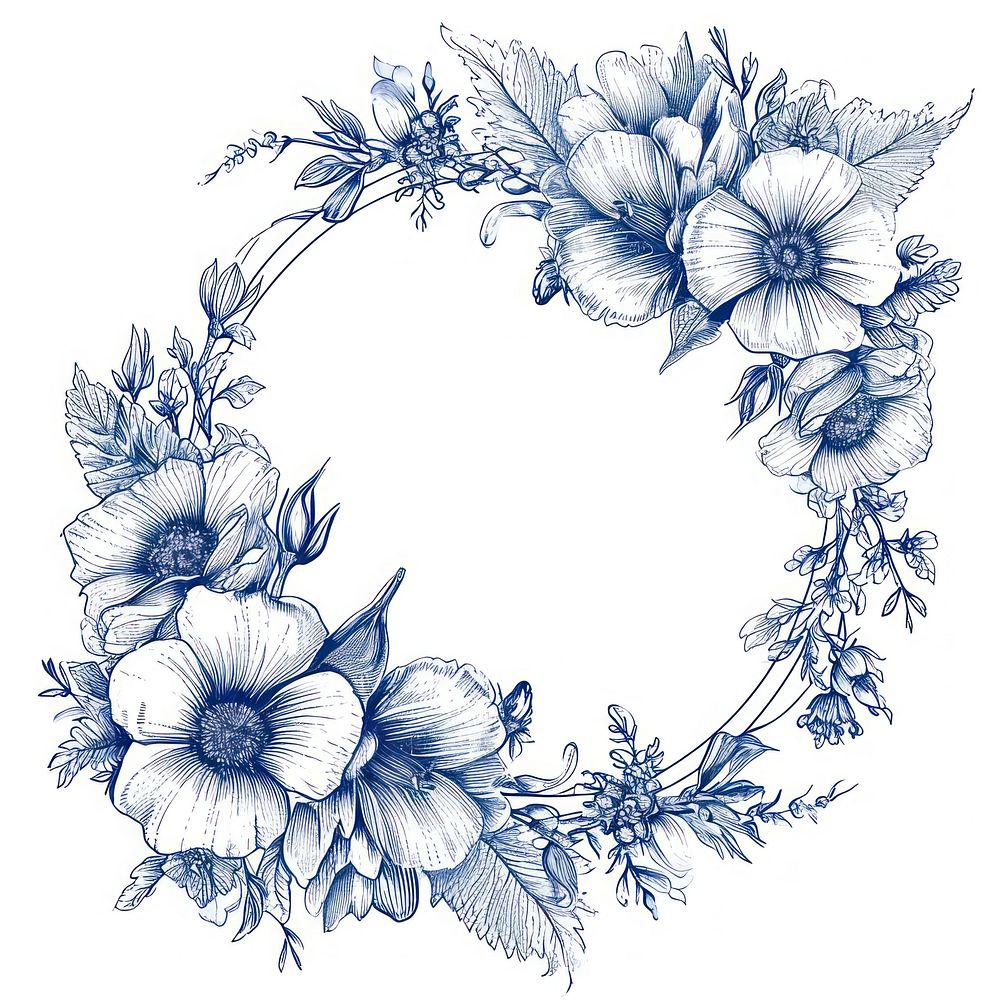 Circle frame wedding flower drawing | Premium Photo Illustration - rawpixel