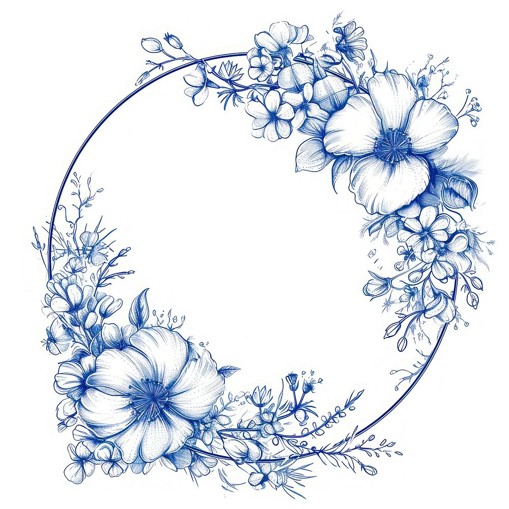 Circle frame wedding flower drawing | Free Photo Illustration - rawpixel