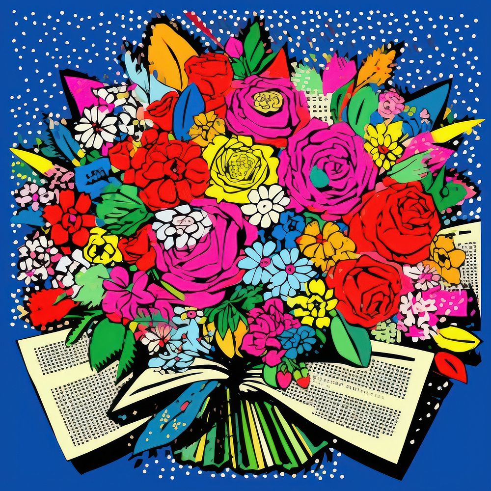 Comic flower bouquet painting pattern | Premium Photo Illustration ...