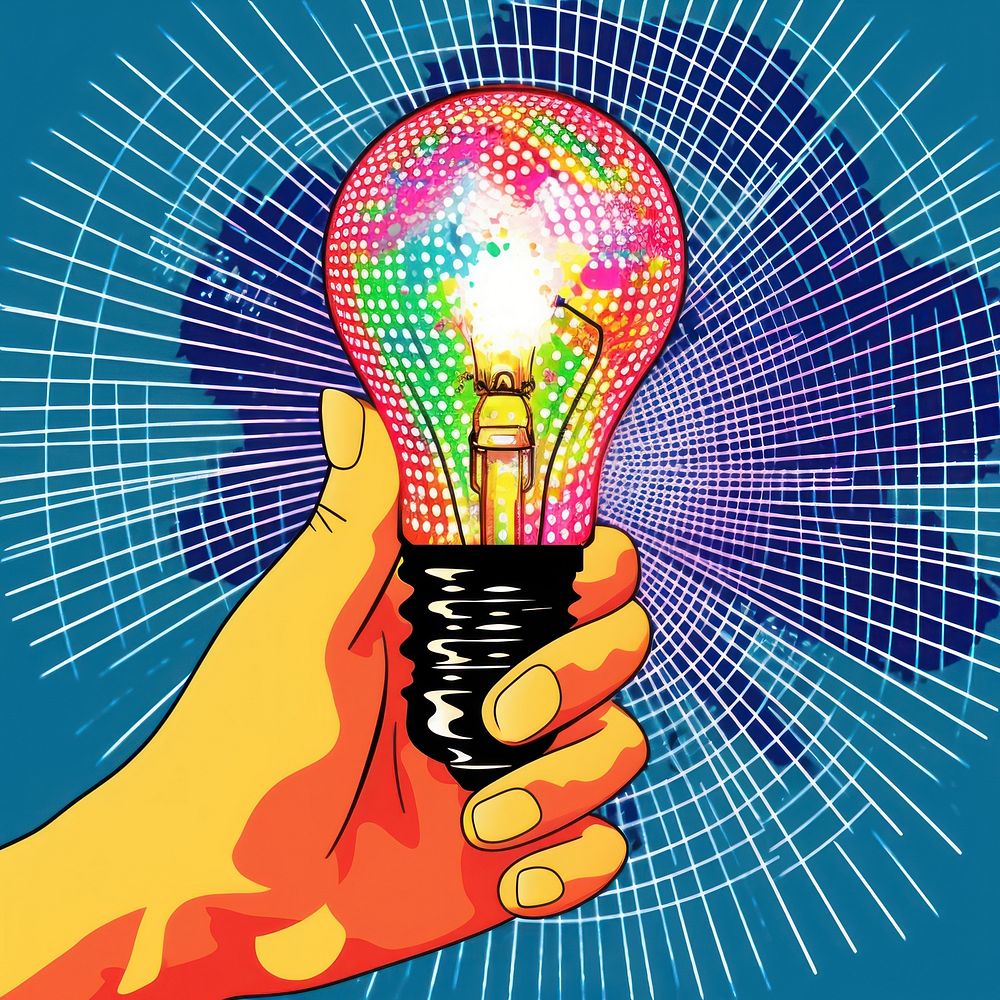 Comic hand holding light bulb | Free Photo Illustration - rawpixel