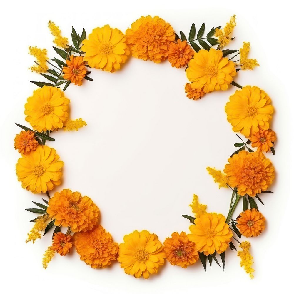 Floral frame marigold flower nature | Free Photo - rawpixel