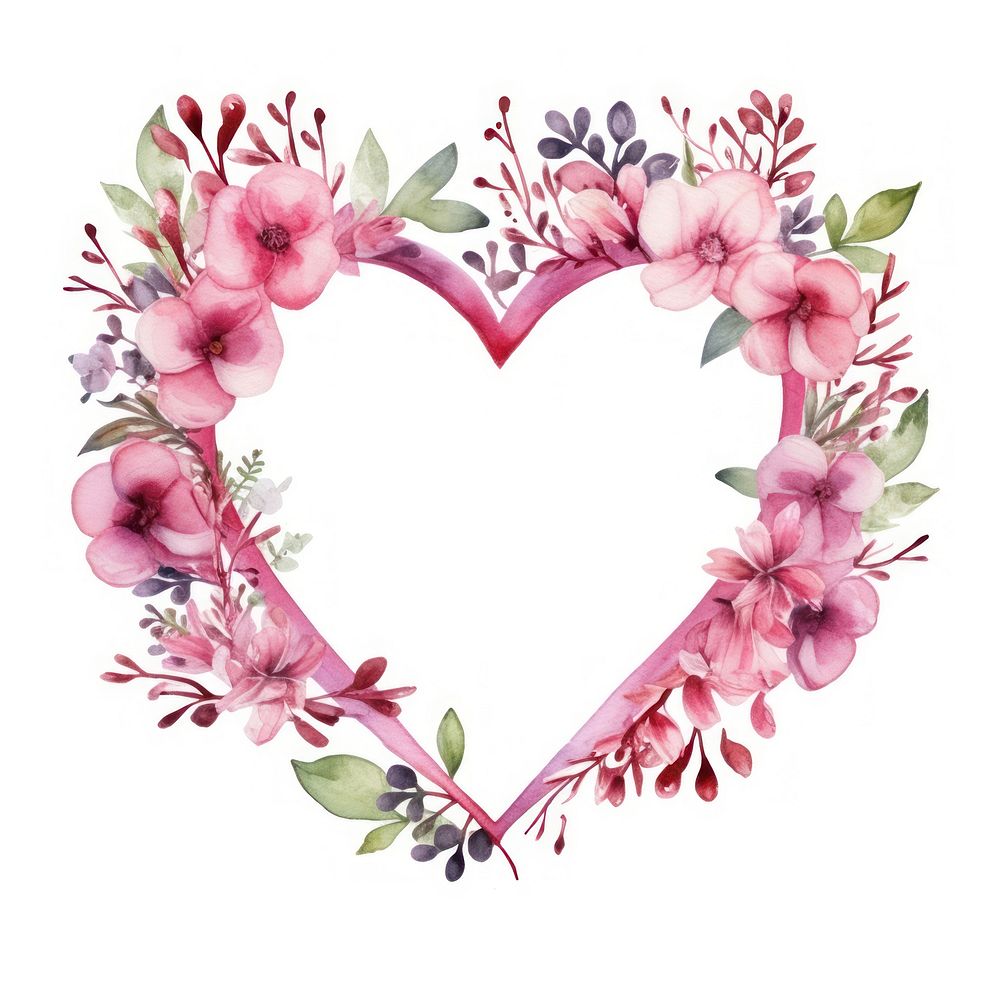 Heart wreath pattern flower plant. | Free Photo Illustration - rawpixel