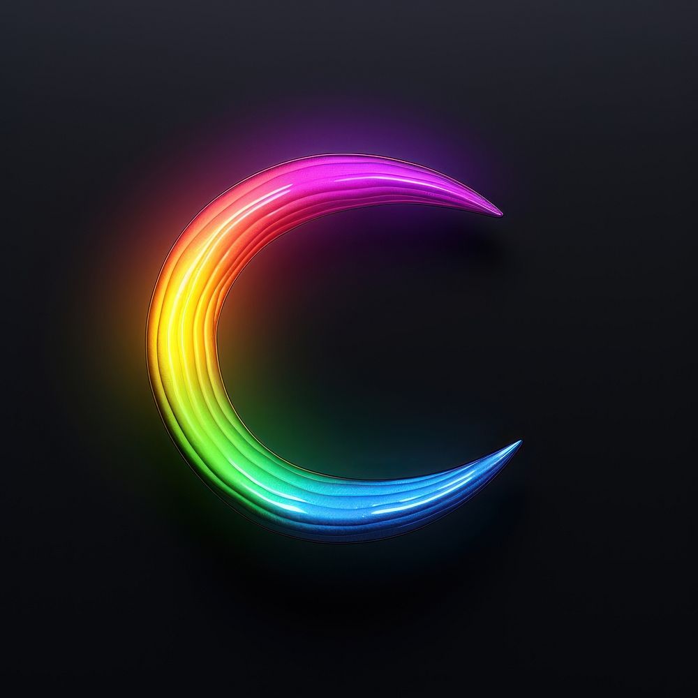 3D render neon half moon | Premium Photo Illustration - rawpixel