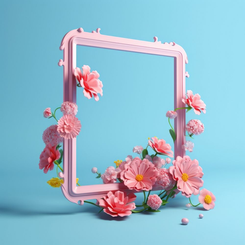 3d Surreal frame flowers plant | Free Photo Illustration - rawpixel
