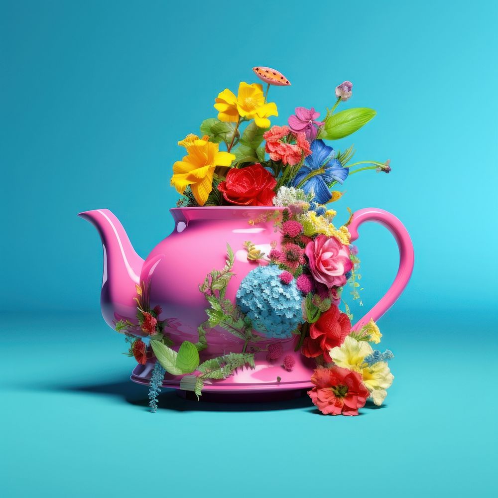 Teapot collage photo flowers plant | Premium Photo Illustration - rawpixel