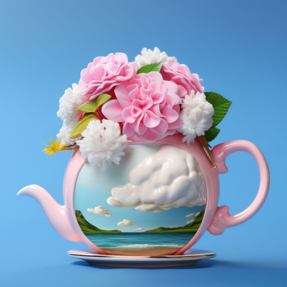 Teapot flower plant cloud. | Free Photo Illustration - rawpixel