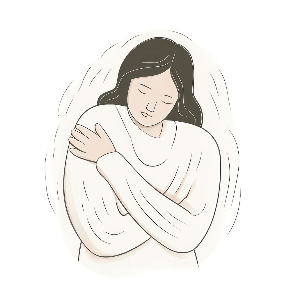 Woman hug herself softly drawing | Free Photo Illustration - rawpixel