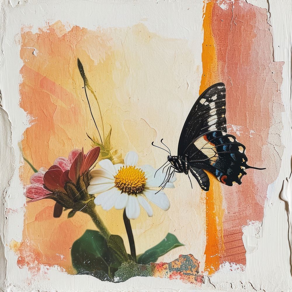 Butterfly flower art painting. | Premium Photo Illustration - rawpixel