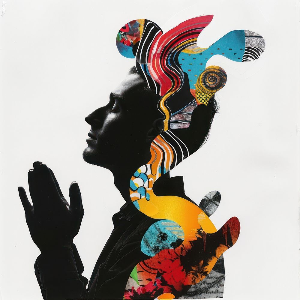 Paper collage man praying art | Free Photo Illustration - rawpixel