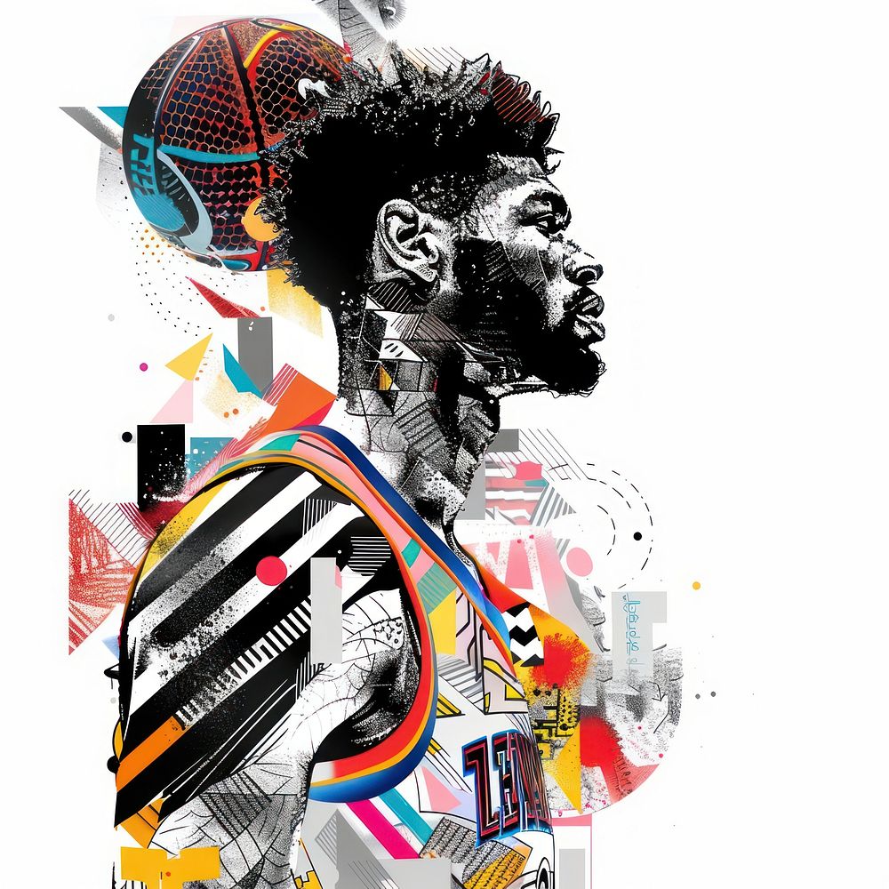 Paper collage basketball player art | Free Photo Illustration - rawpixel