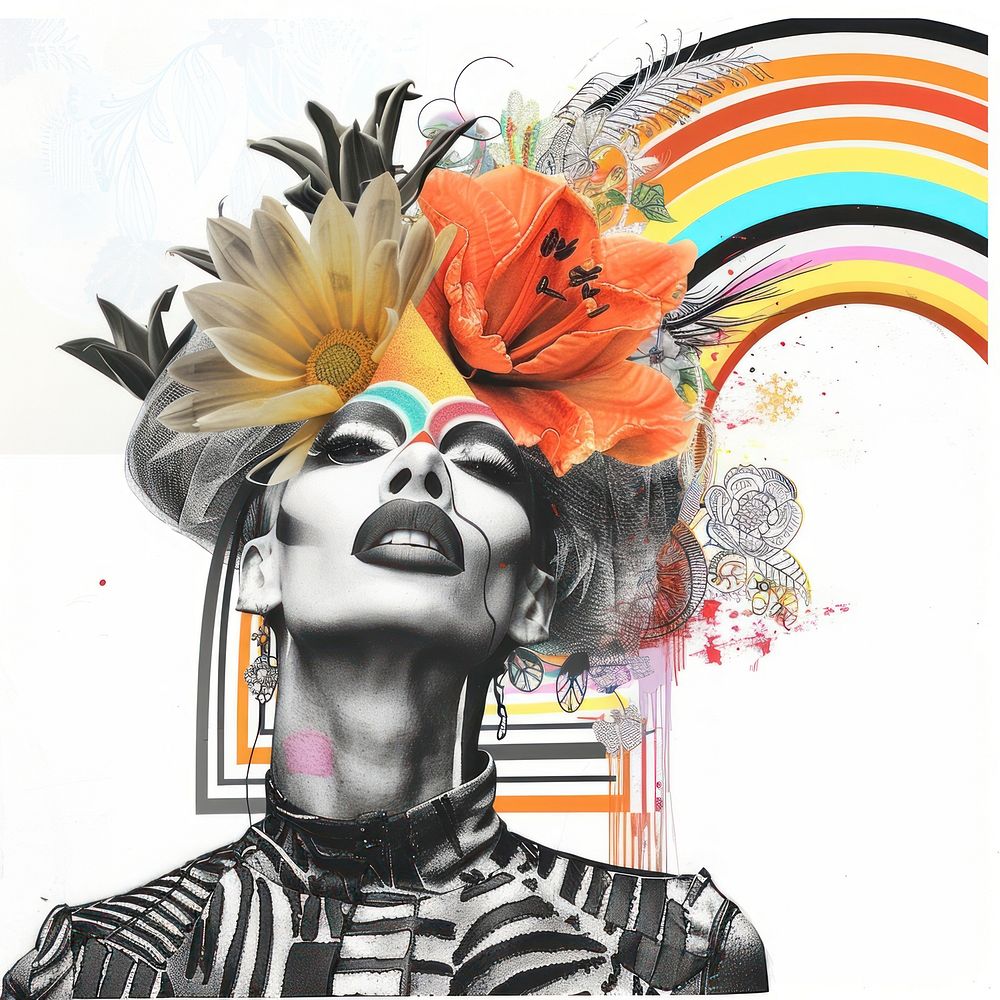 Paper collage drag queen portrait | Free Photo Illustration - rawpixel