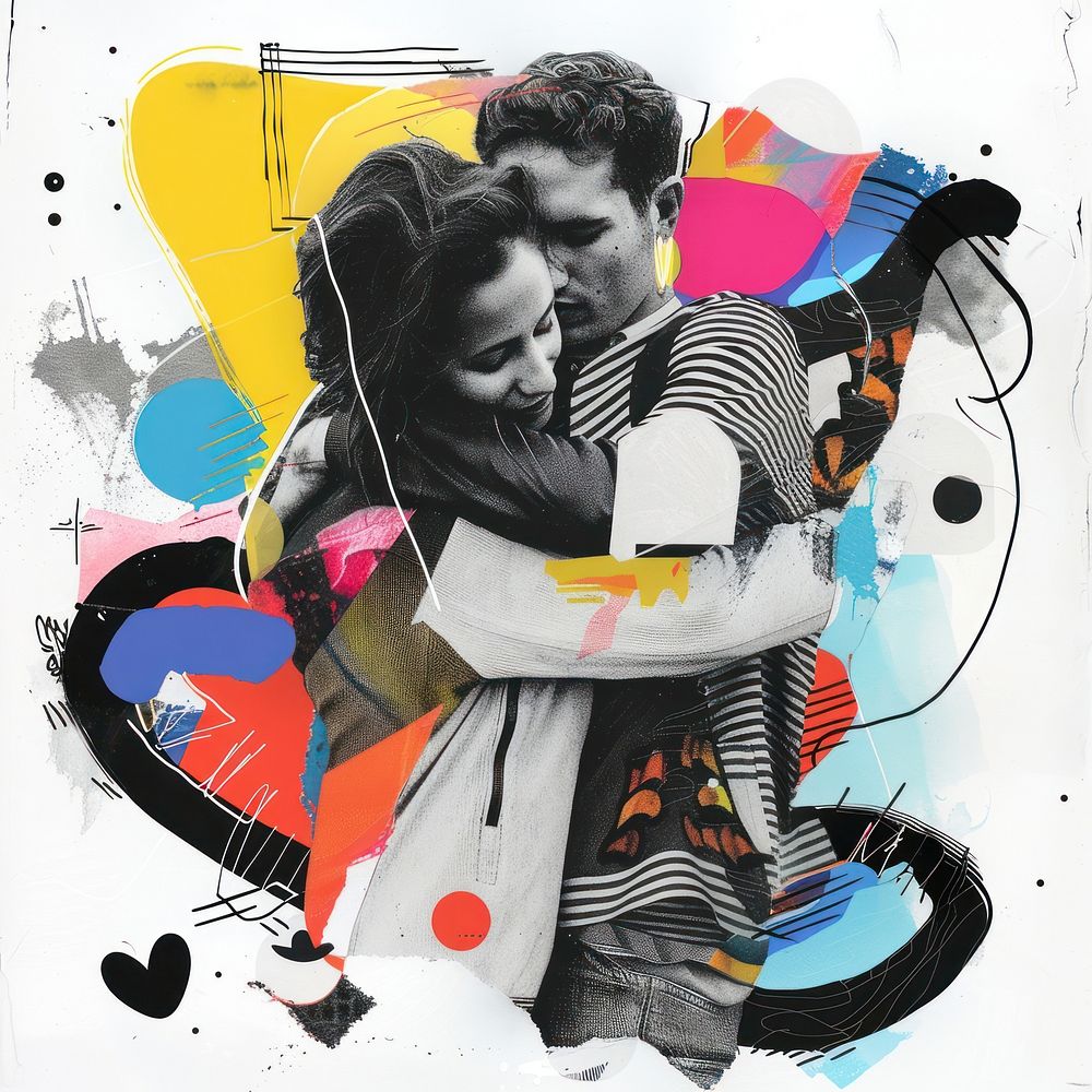 Paper collage people hugging art | Free Photo Illustration - rawpixel