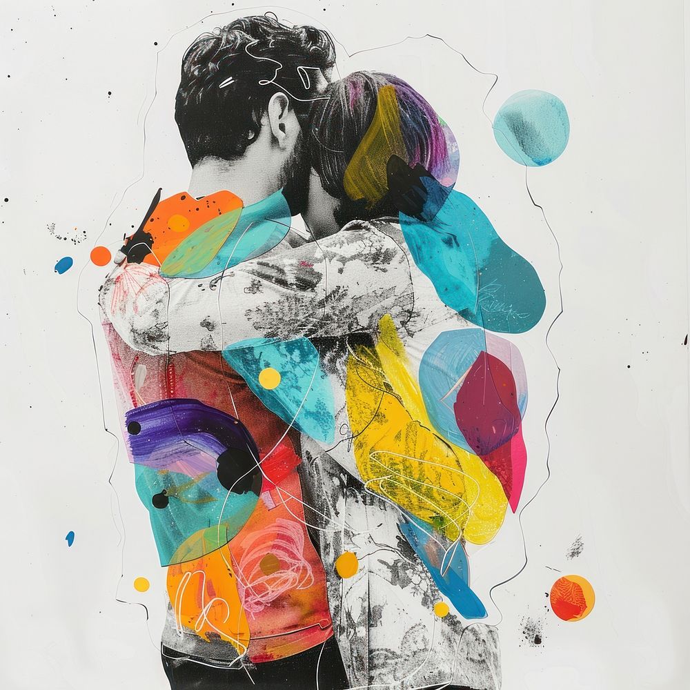 Paper collage people hugging art | Free Photo Illustration - rawpixel