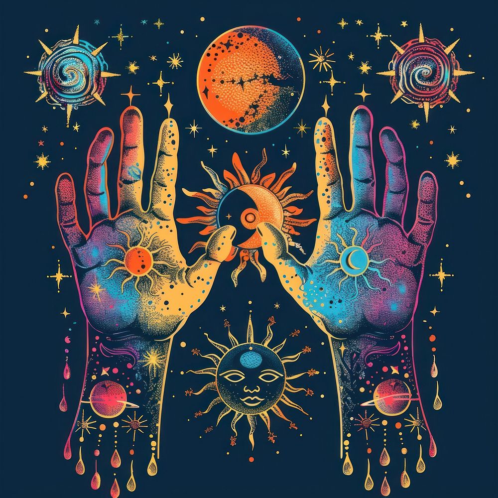 Esoteric graphics pattern hand. | Free Photo Illustration - rawpixel