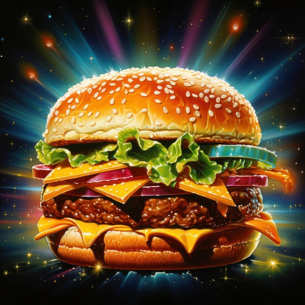 Number 1 burger food illuminated | Free Photo Illustration - rawpixel
